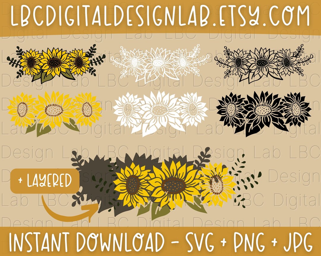 Sunflower Clip Art Sunflower Svg Sunflower Outline Svg Etsy