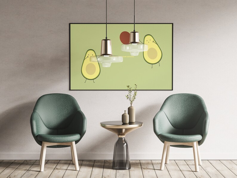 Avocado Printable Poster Horizontal Wall Art Kitchen Poster Vegan Print ...