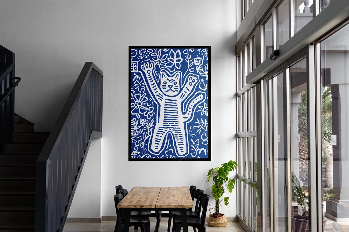 The Dancing Cat Printable Poster - Guardian of Good Vibes - Etsy