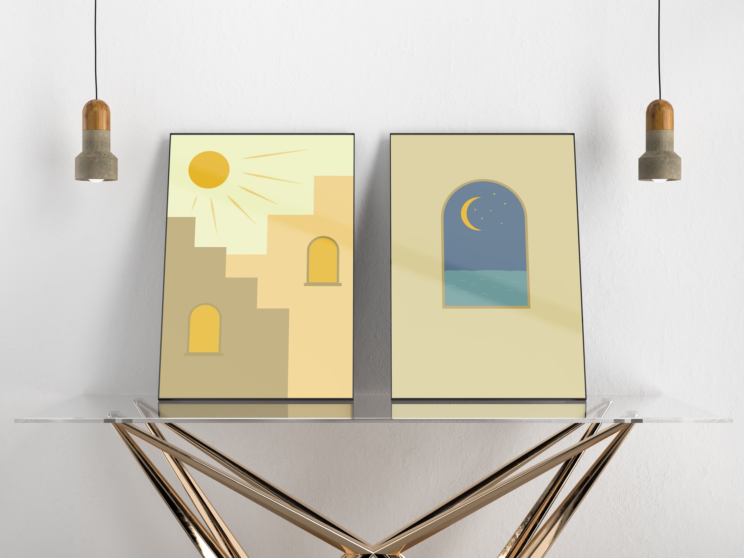 Day and Night Printable Poster Set Wall Art Minimal Printable Poster ...