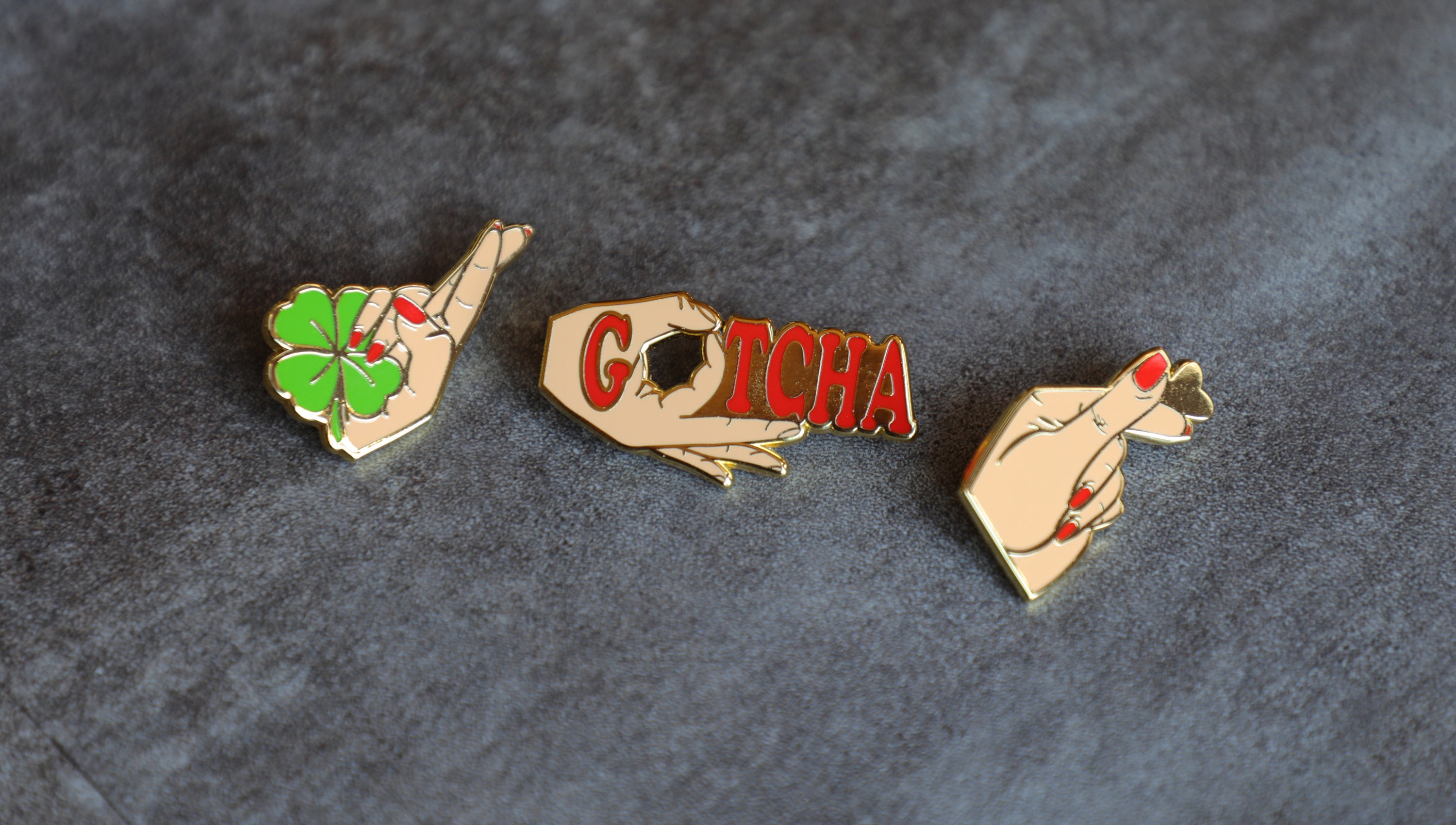 Crossed Fingers Love Sign and Gotcha Hands set Hard Enamel | Etsy