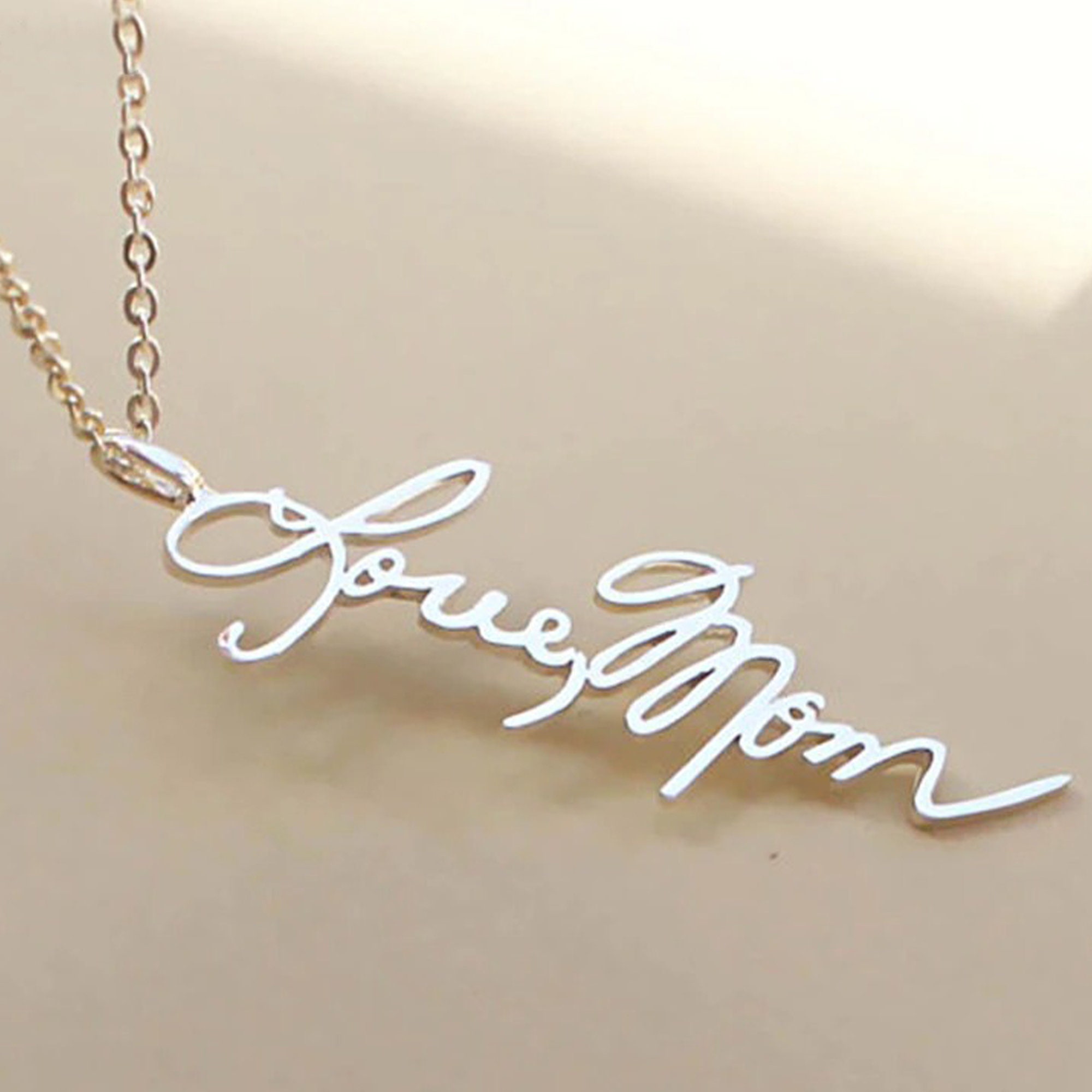Custom Handwriting Necklace In Sterling Silver Rose Gold Etsy