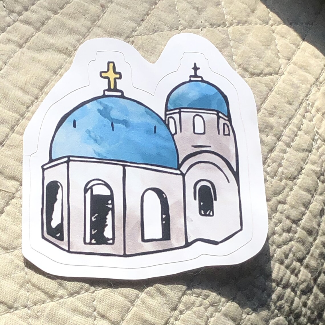 Santorini, Greece Sticker, Santorini Greece Blue Domed Church Vinyl ...