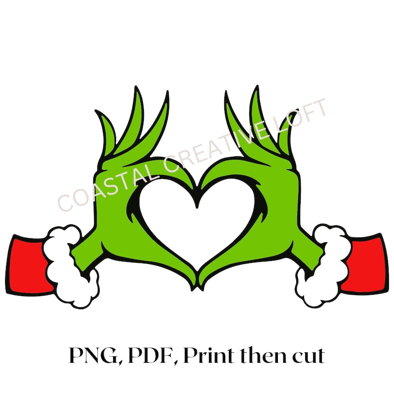 Grinch Heart Hands PNG PDF | Grinch Print Then Cut File Cricut ...