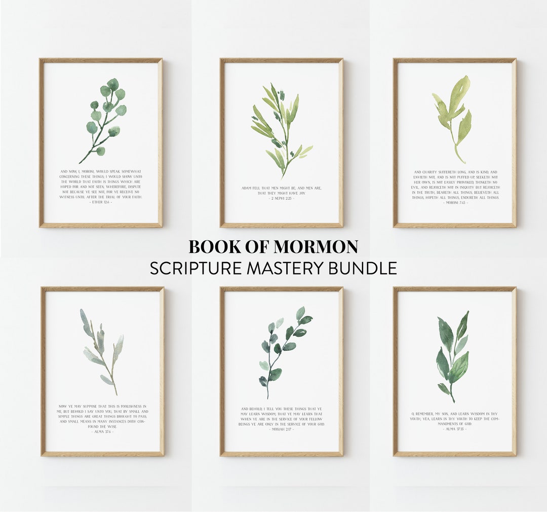 Book of Mormon Scripture Art Prints: Watercolor Leaf Bundle (digital ...