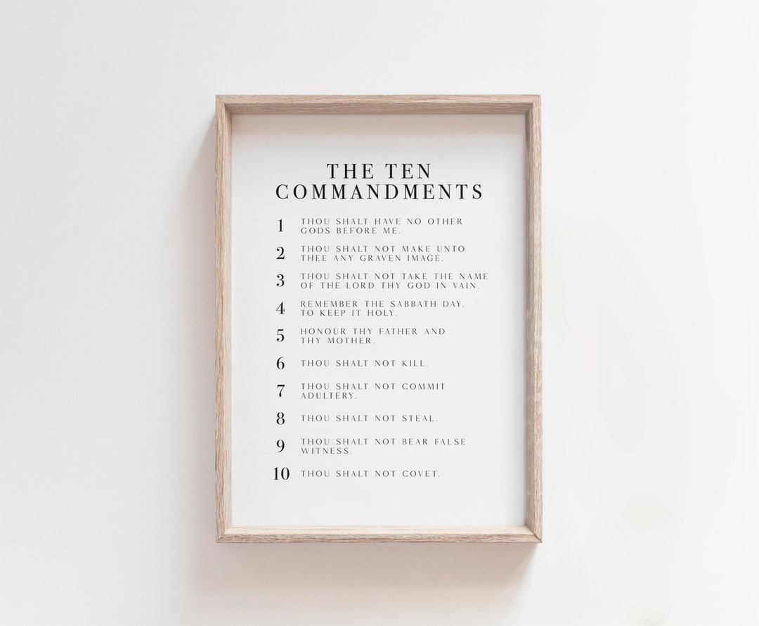 Ten Commandments Printable Bible Poster Baptism Gift 10 Commandments ...