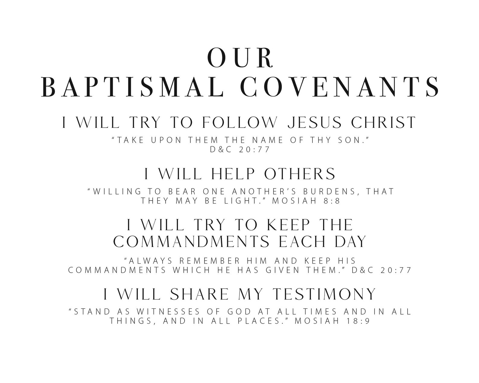 LDS Baptism Covenants Printable LDS Baptism Poster LDS Baptism Prep Lds ...