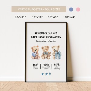 LDS Baptism Three Bears Printable Art: Blue & Pink Bundle (digital ...