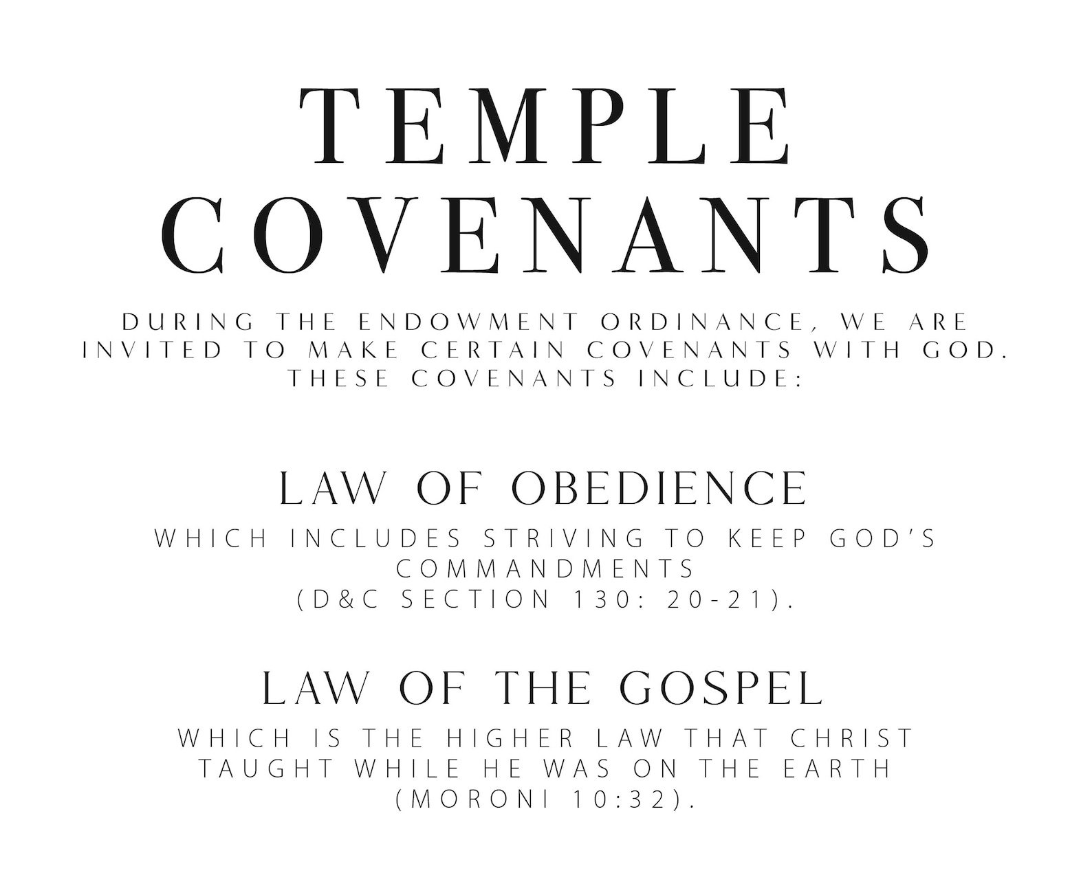 LDS Temple Covenants Printable LDS Temple Poster LDS - Etsy