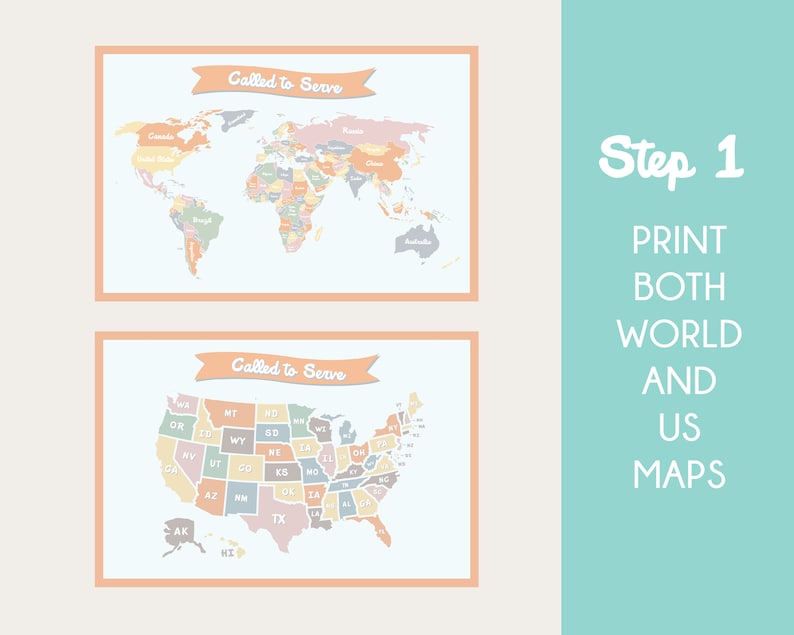 LDS Mission Call Reveal Bundle: World & USA Map (digital Download) - Etsy