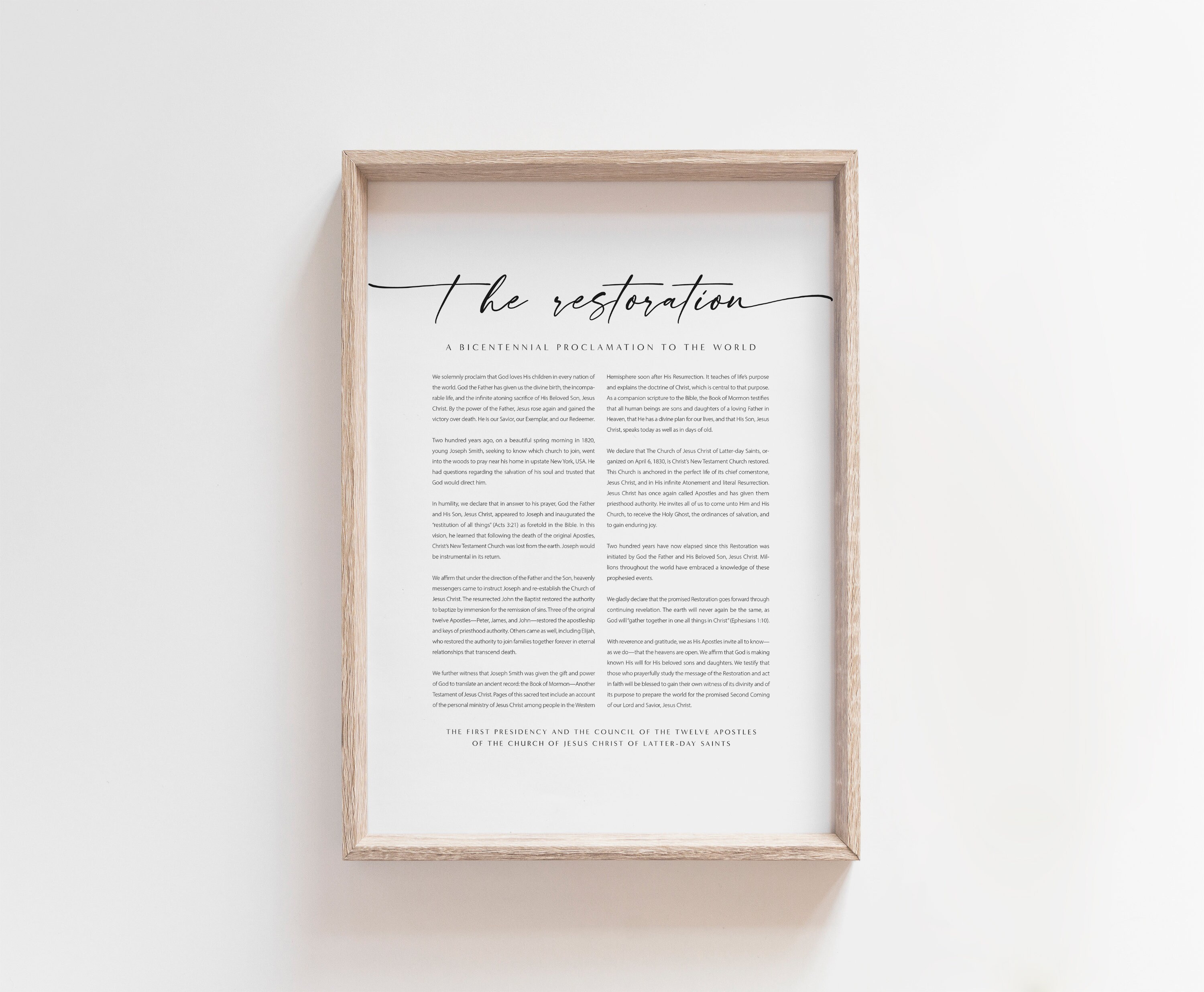 LDS Proclamation Bundle Cursive 5 Sizes Living Christ - Etsy