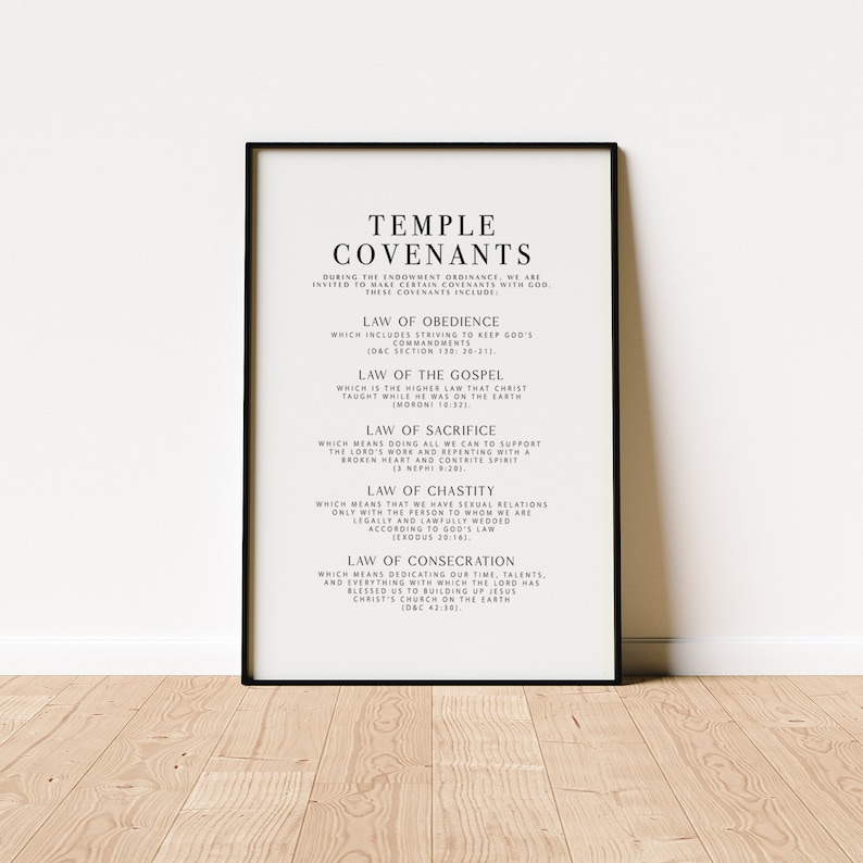 LDS Temple Covenants Printable LDS Temple Poster LDS - Etsy Canada
