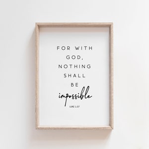 For With God Nothing Shall Be Impossible Print {digital Download ...