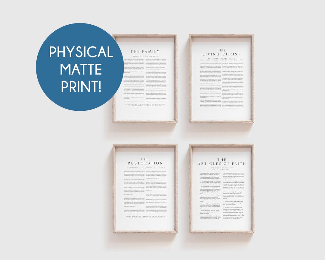 Physical Print LDS Proclamation Bundle Premium Matte Poster Living ...
