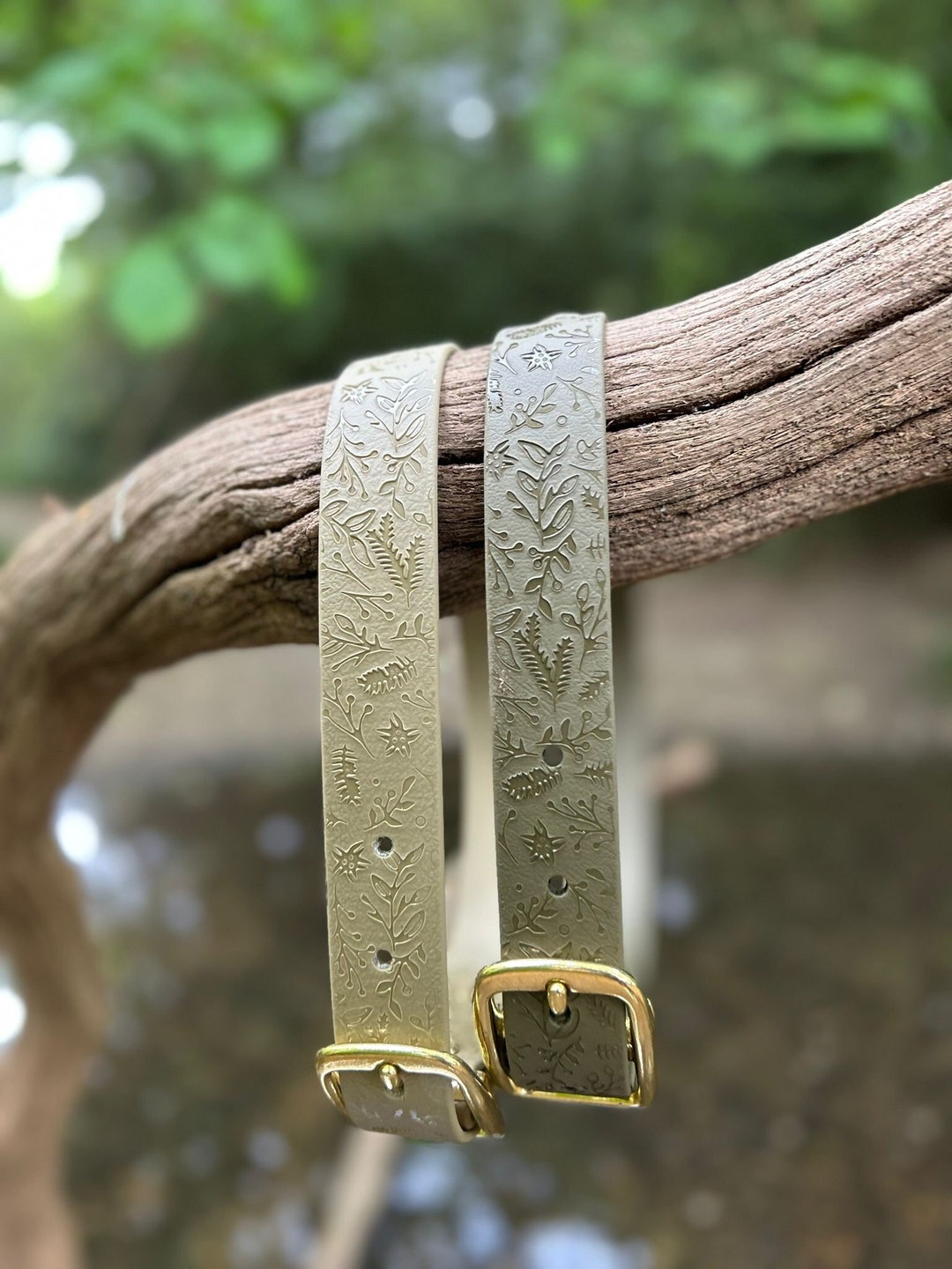Khaki Waterproof Dog Collar | Personalised Biothane | Custom Print ...