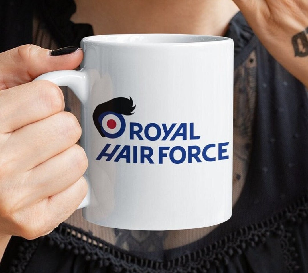 Royal Air Force Parody Mug for Bald Friend, Funny RAF Hair Mug Prank ...