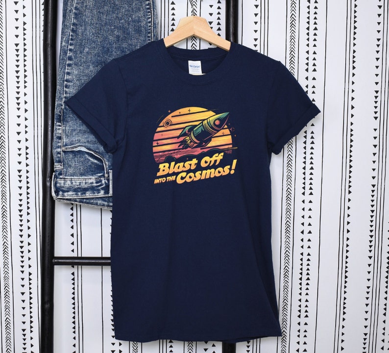 Retro Rocket Ship Blast off T-shirt, Space Age Tee, Vintage Style Shirt ...