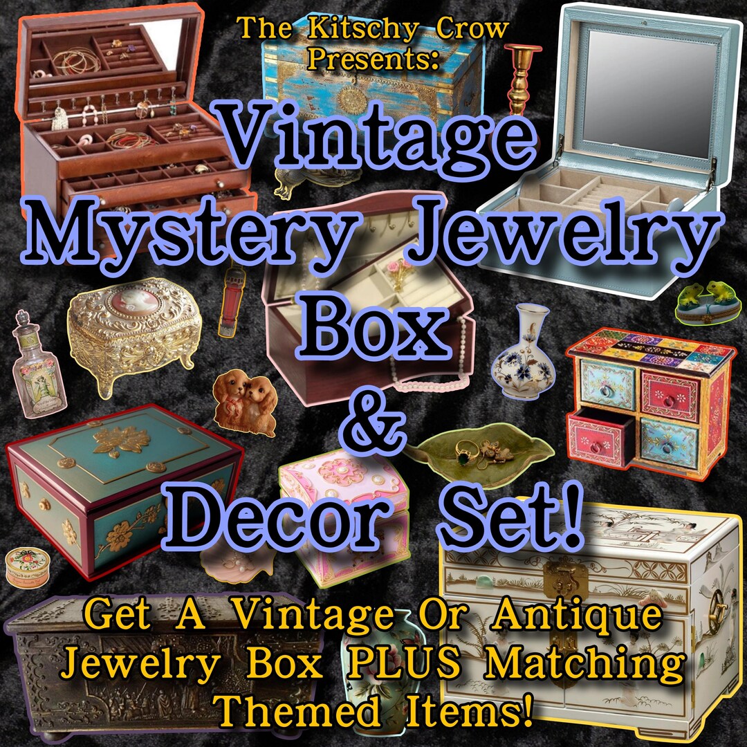 Vintage Mystery Jewelry Box & Decor Set - Fun Themes + Authentic Items ...