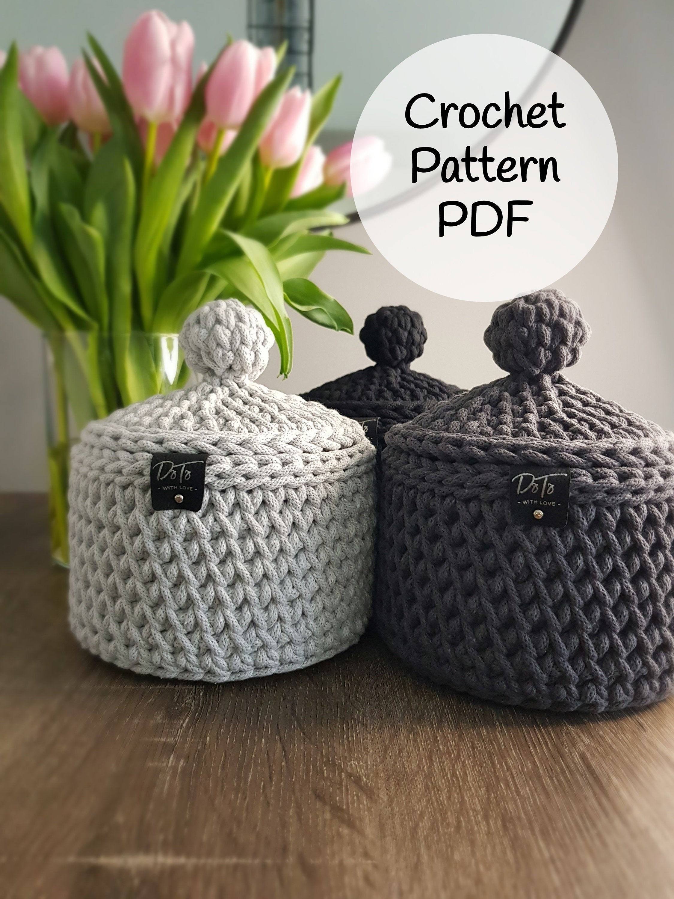 Crochet PATTERN PDF - Storage Basket With Lid Lidded Basket PDF Pattern ...