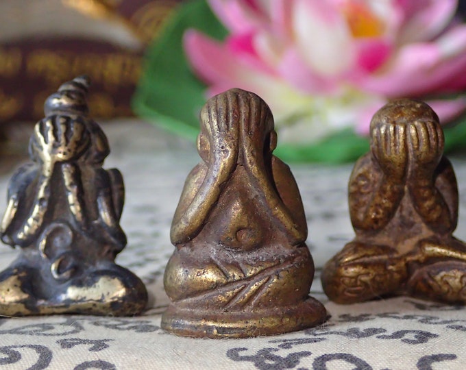 Phra Pidta Blessed in 1980s Close Eyes Buddha Pitta Pita Thai Pendant ...