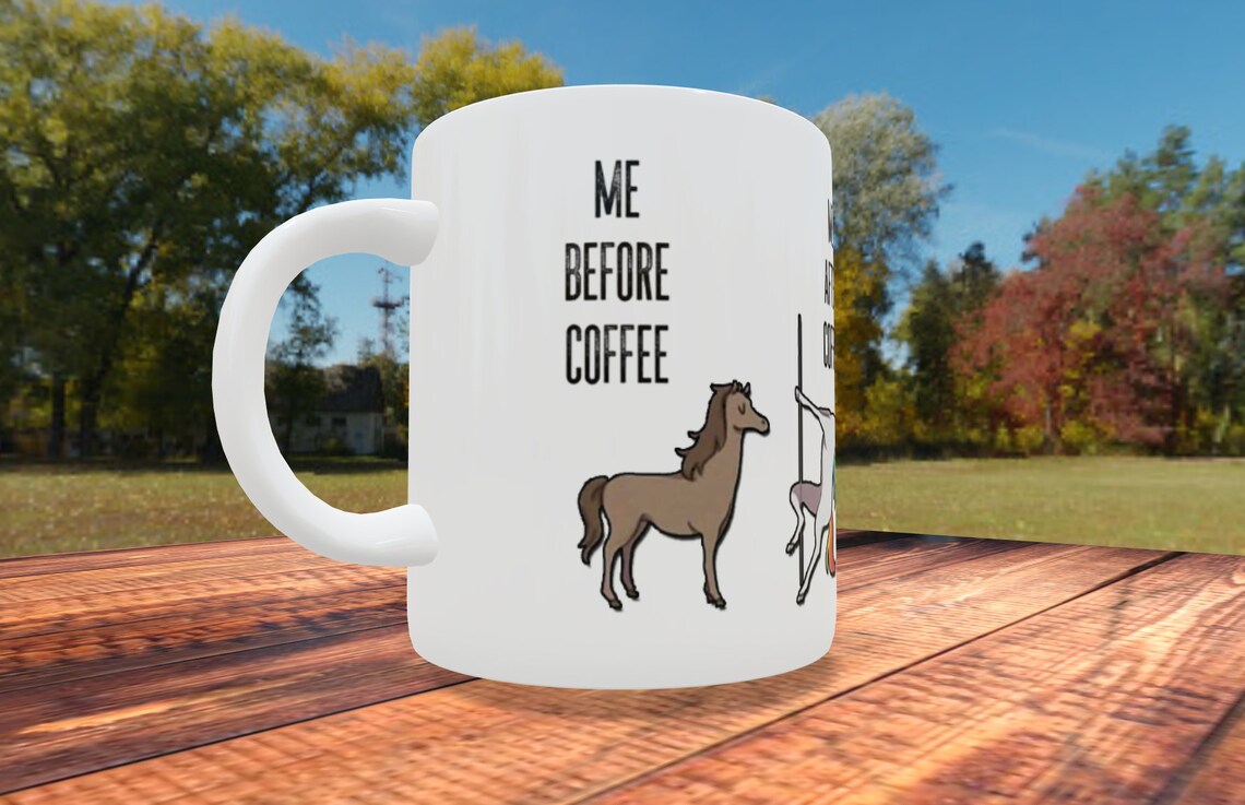 Me Before Coffee vs Me After Coffee Unicorn Mug | Etsy