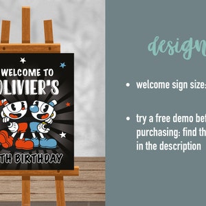Cuphead Welcome Sign for Birthday Party Welcome Board Instant Download ...