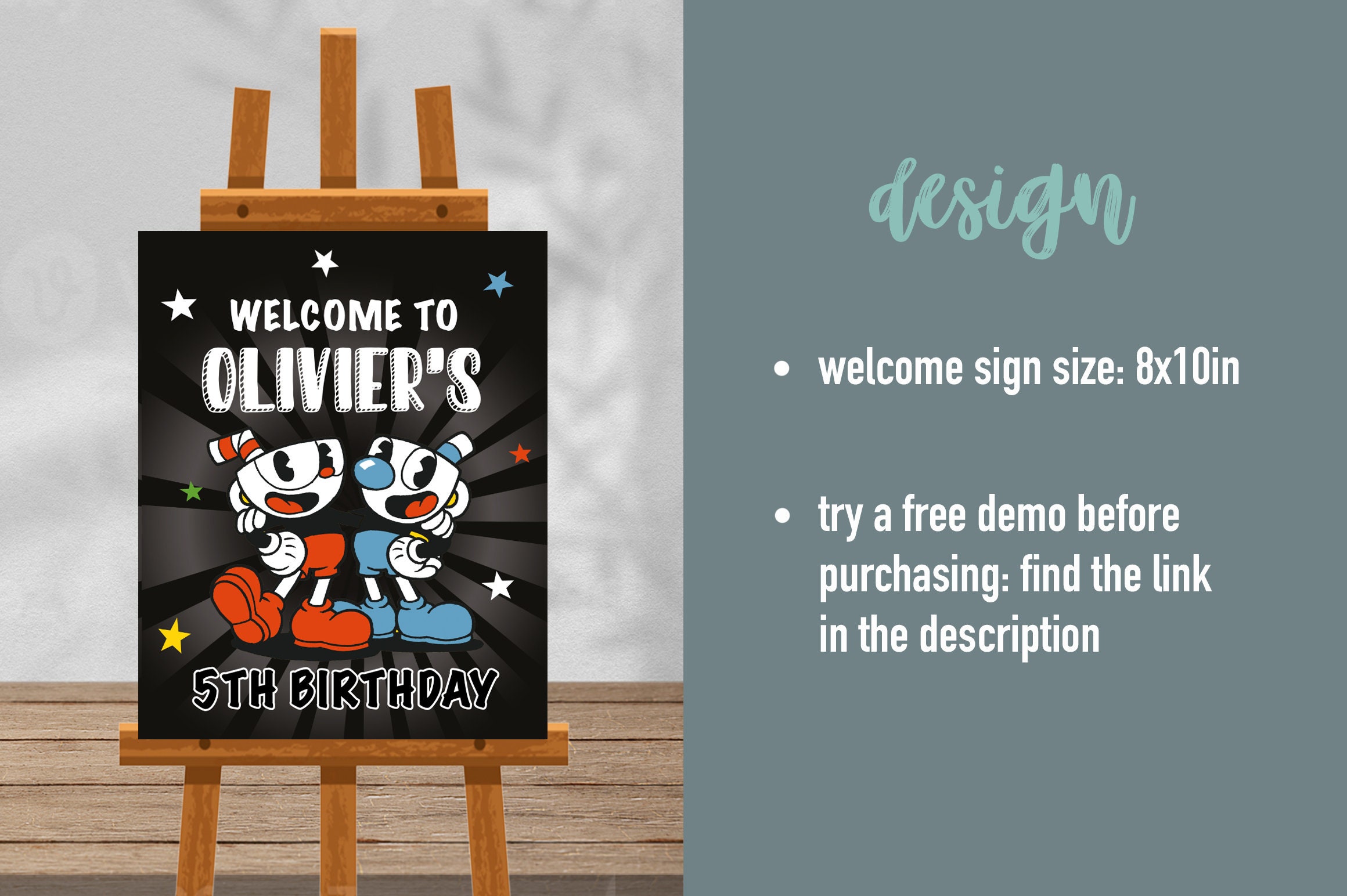 Cuphead Welcome Sign for Birthday Party Welcome Board Instant Download ...
