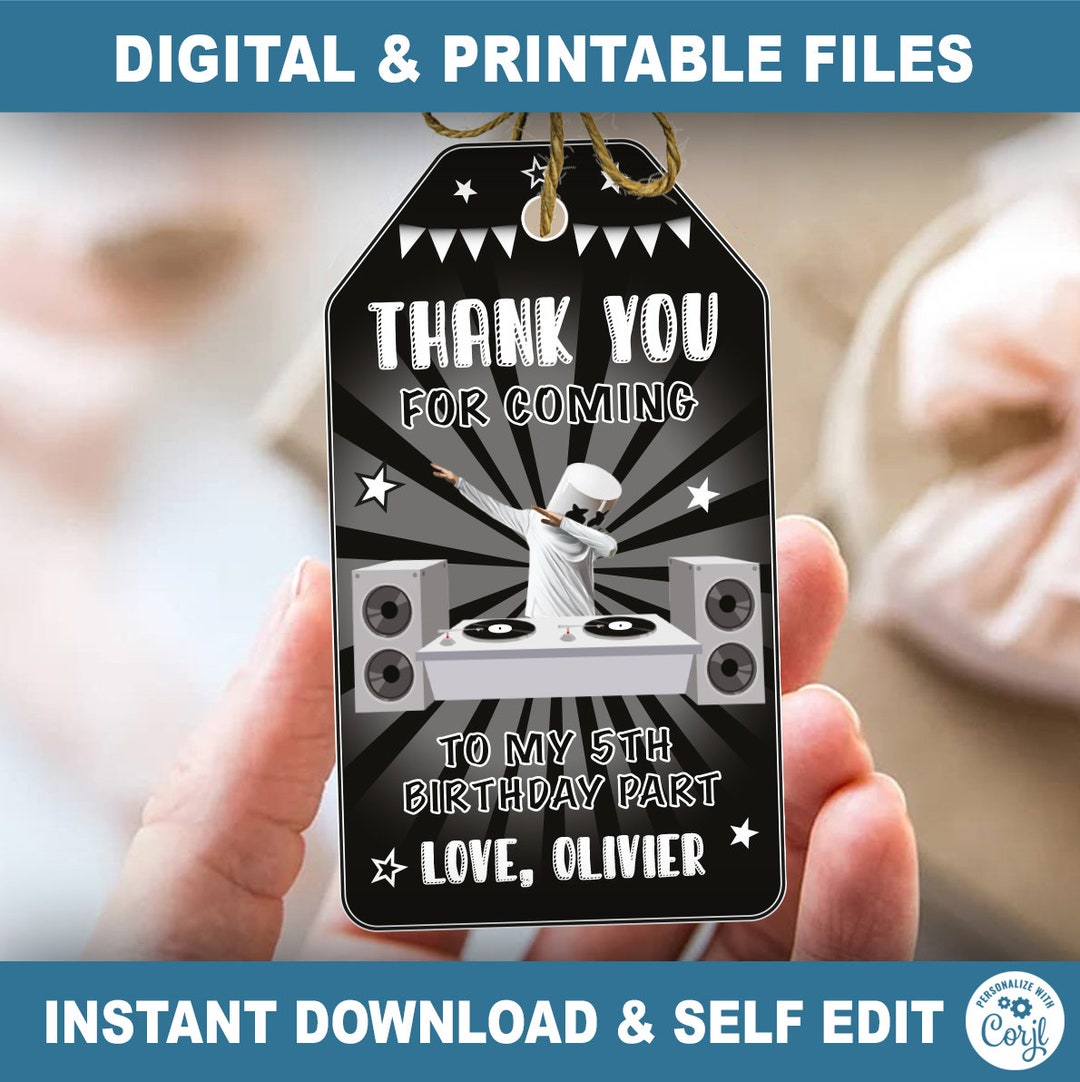 Marshmello Favor Tags for Birthday Party Gift Labels Decor Instant ...