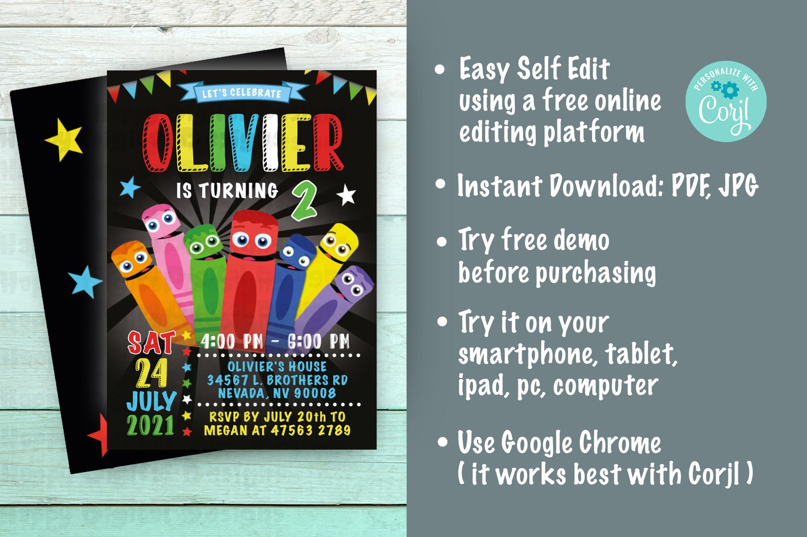 Color Crew Invitation for Birthday Party Digital Birthday - Etsy