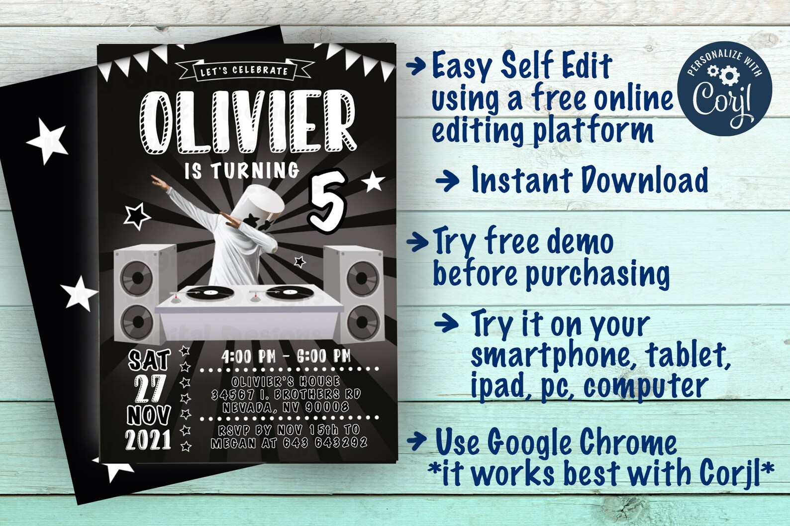 Dj Marshmello Invitation for Birthday Party Self Edit Thank | Etsy UK