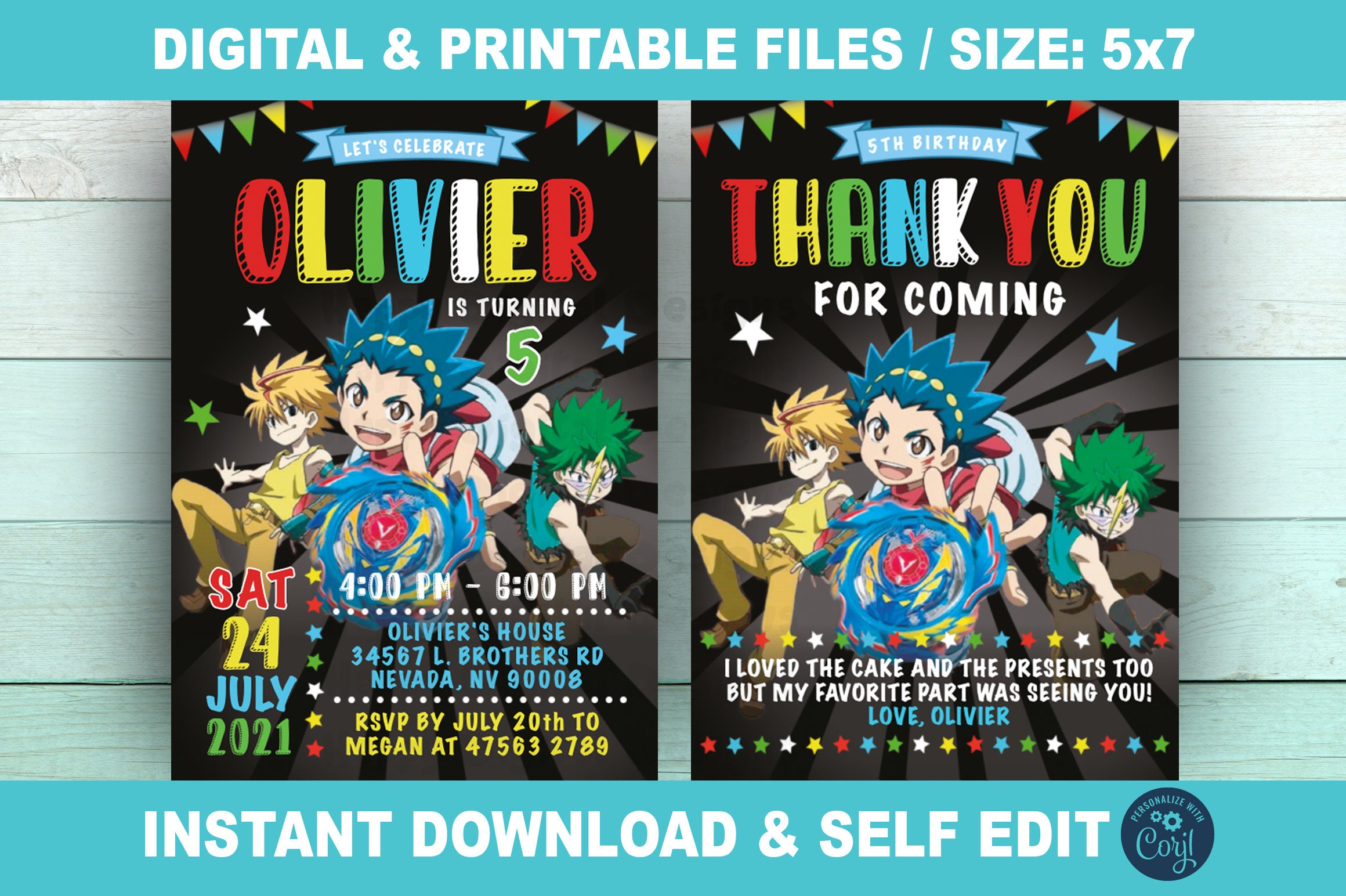 Beyblade Invitation for Birthday Party, Digital Birthday Invitation ...