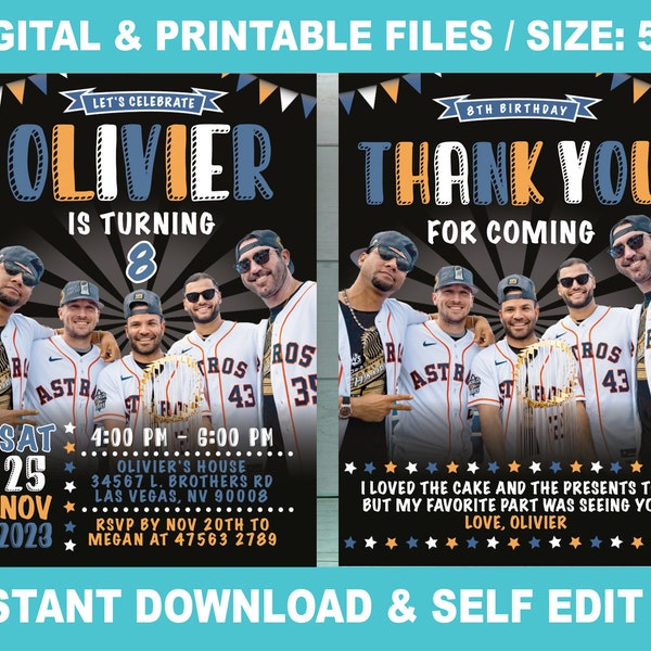 Houston Astros Birthday Invitations - Etsy