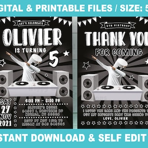 Dj Marshmello Invitation for Birthday Party Self Edit Thank - Etsy