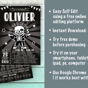 Undertale Invitation for Birthday Party Game Invite Self Edit - Etsy
