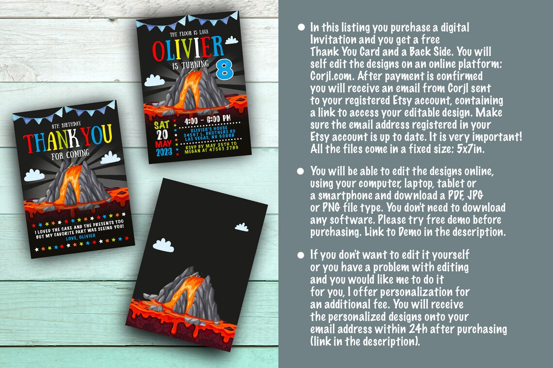 Floor is Hot Lava Invitation for Birthday Party, Volcano Self Edit ...