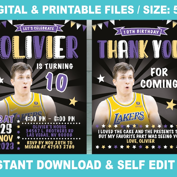 Kobe Bryant Birthday Party Invitation - Etsy