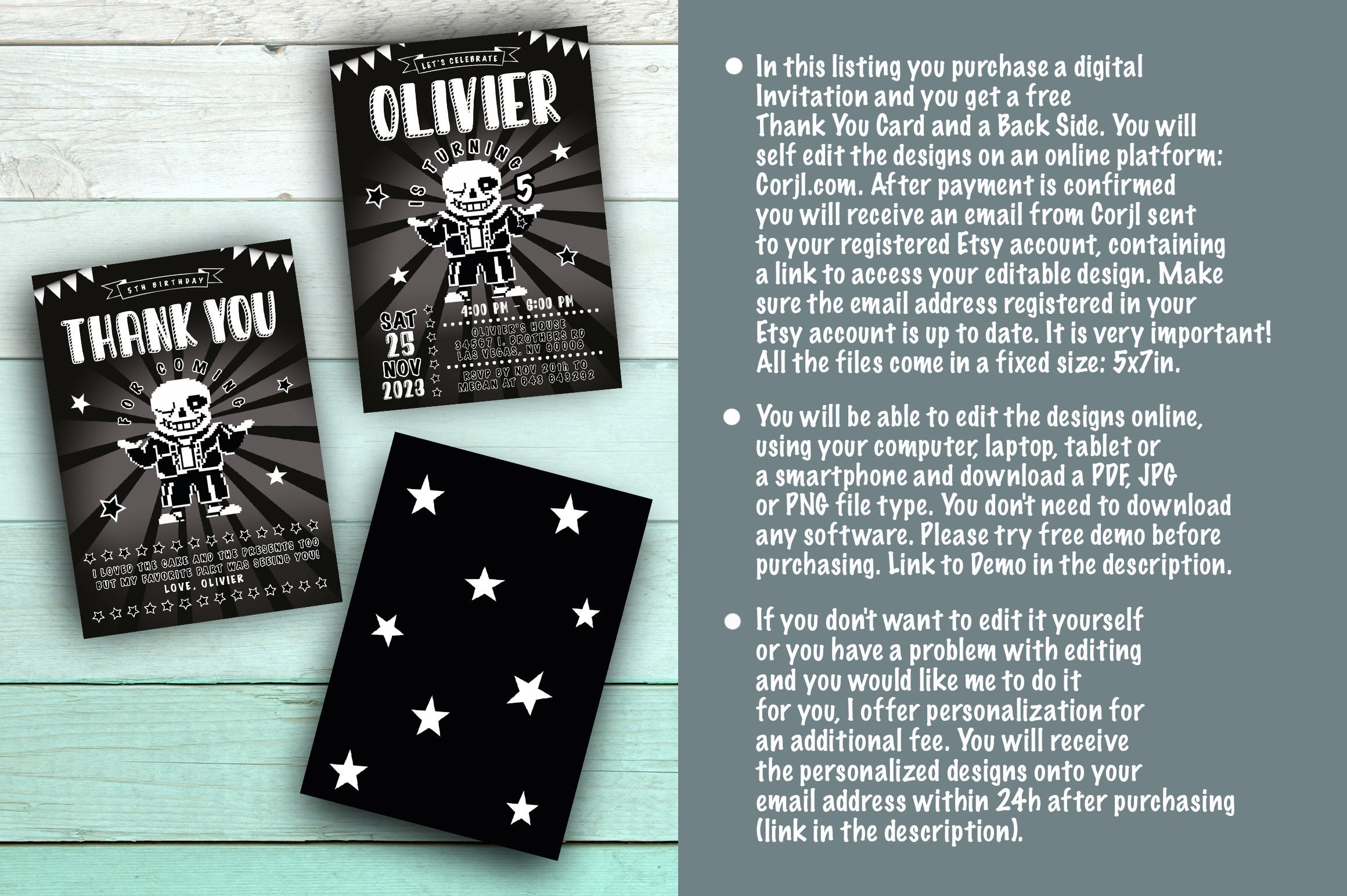 Undertale Invitation for Birthday Party Game Invite Self Edit - Etsy