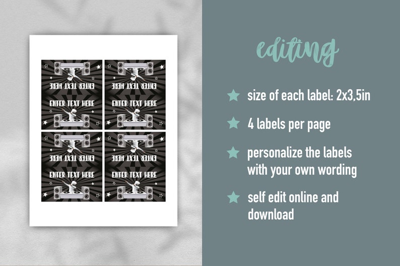 Marshmello Food Label for Birthday Party Folded Card Instant Download ...