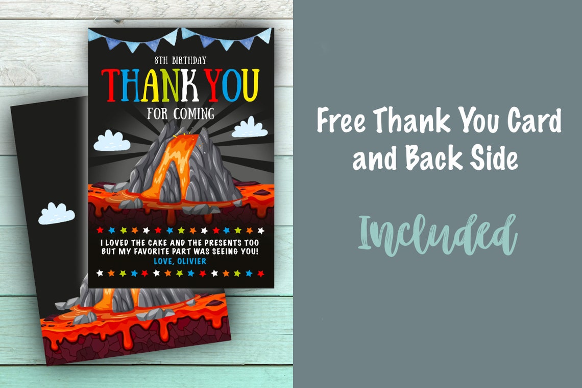Floor is Hot Lava Invitation for Birthday Party, Volcano Self Edit ...