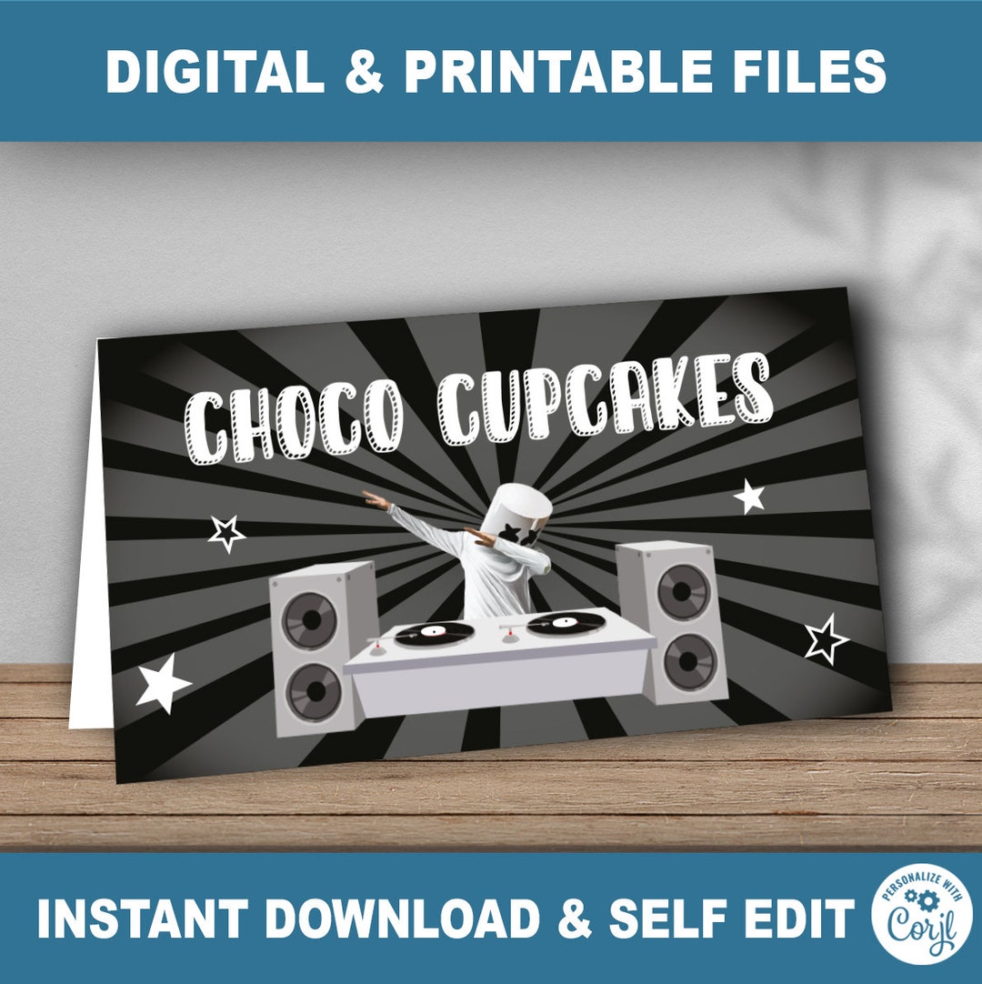 Marshmello Food Label for Birthday Party Folded Card Instant Download ...