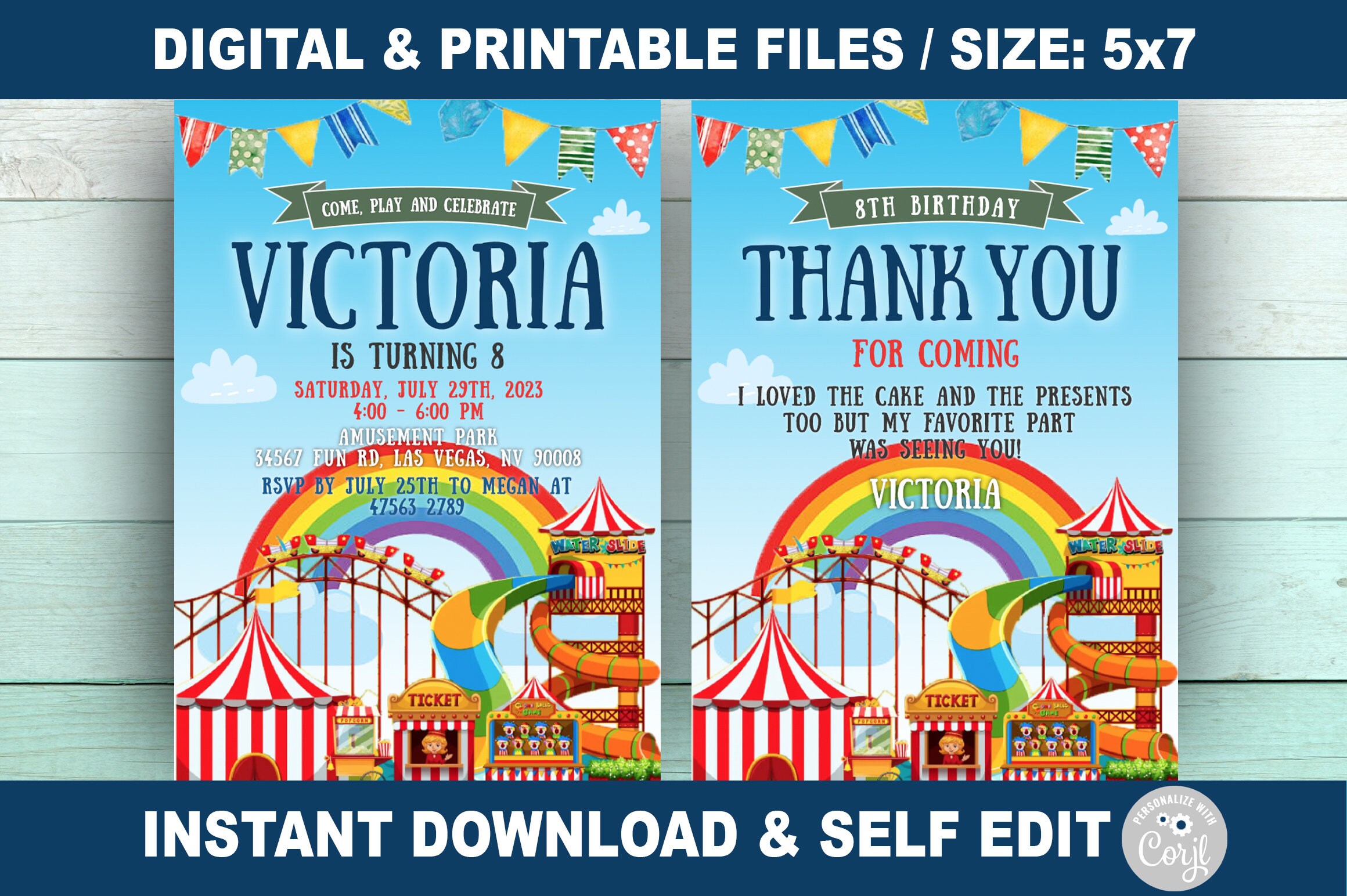 Amusement Park Invitation for Birthday Party Fun Park Theme - Etsy