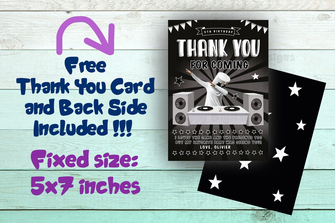 Dj Marshmello Invitation for Birthday Party Self Edit Thank | Etsy UK