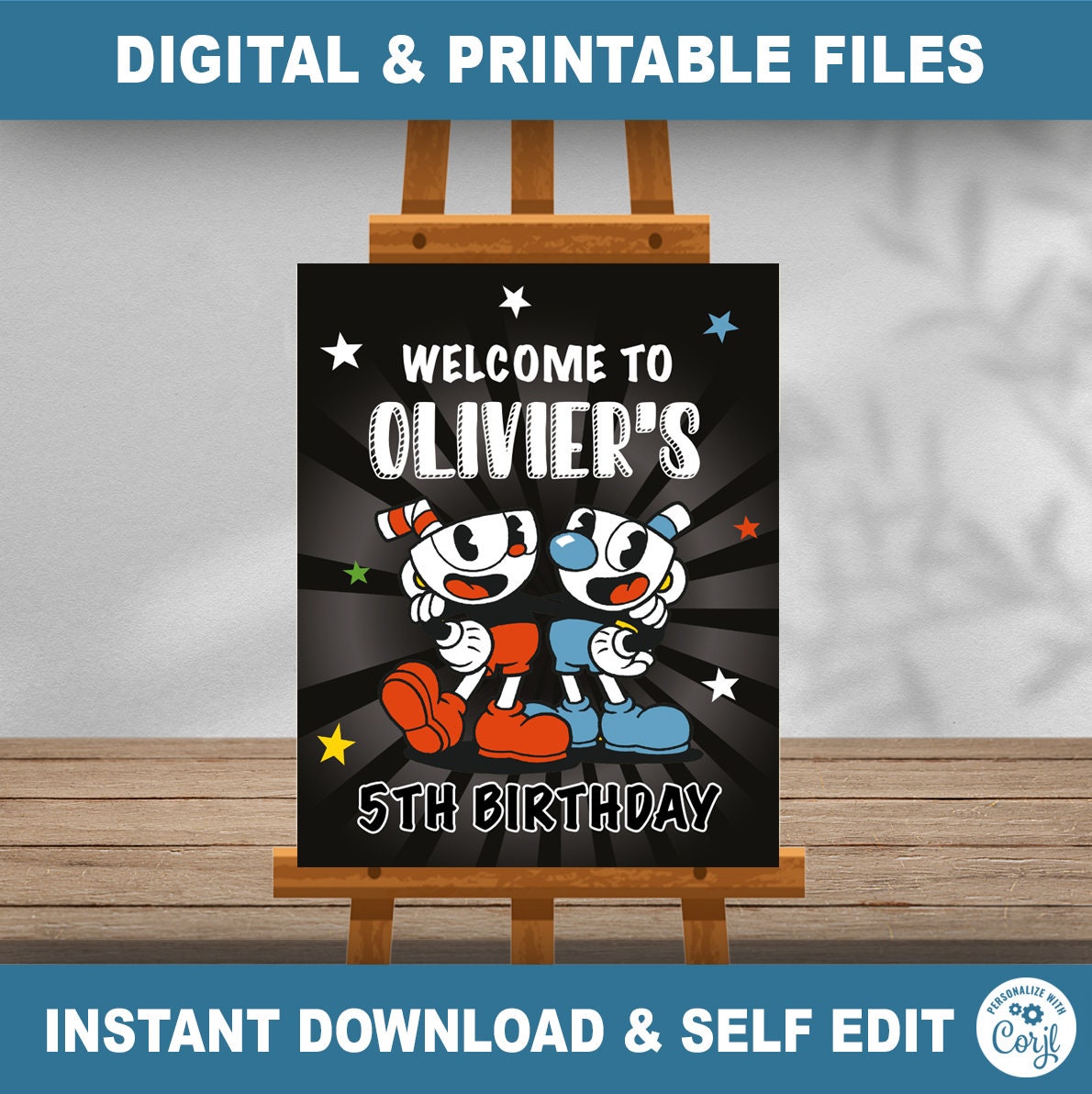Cuphead Welcome Sign for Birthday Party Welcome Board Instant Download ...