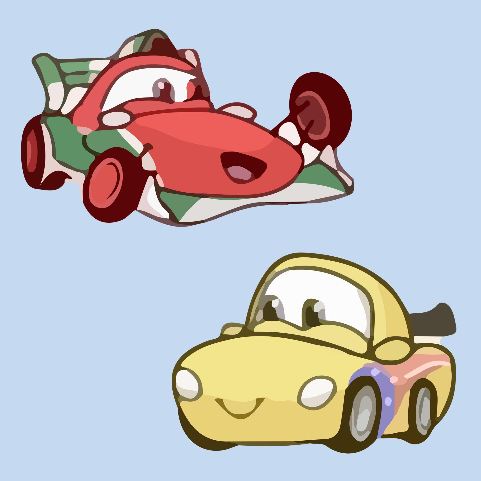 14PCS Cute Cars Clipart – Cartoon Car Stickers – SVG PNG JPG – Digital ...