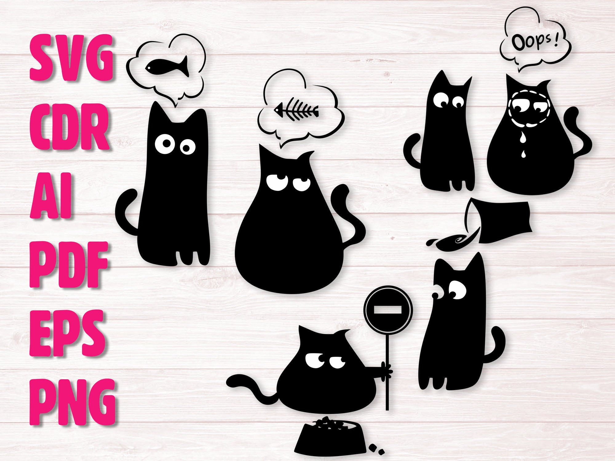 Three Sets of Sly Cats SVG, Fat Cat SVG, Skinny Cat Svg, Greedy Cat Svg ...