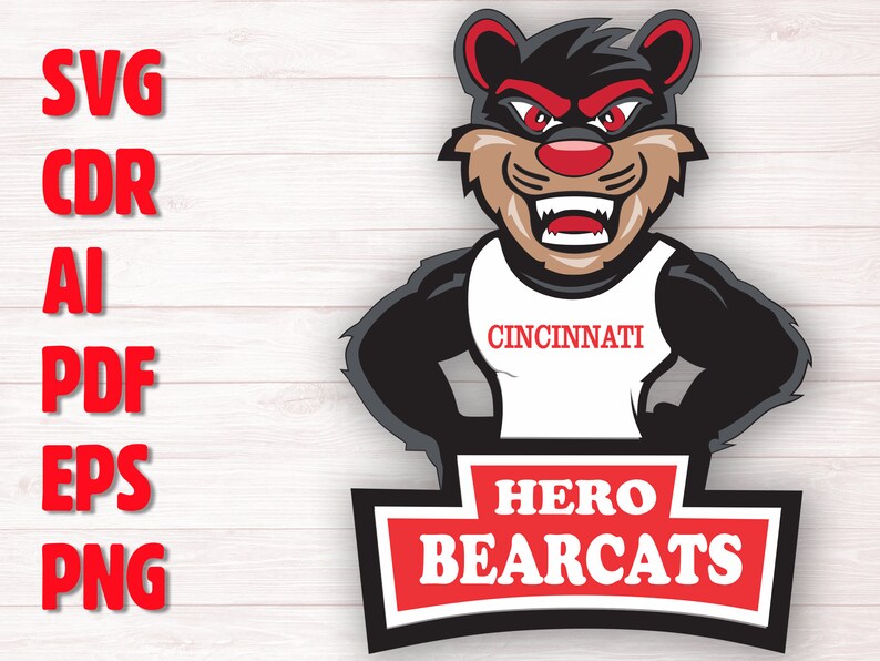 Hero Bearcats Svg, Bear Svg, Cat Svg, Cute Bearcats Svg, Funny Bearcats ...