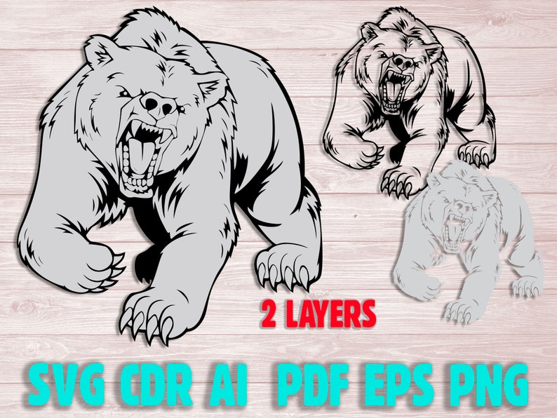 Scary Bear Svg, Bear Angry Png, Bear Claws Clipart, Printable Bear Cut ...