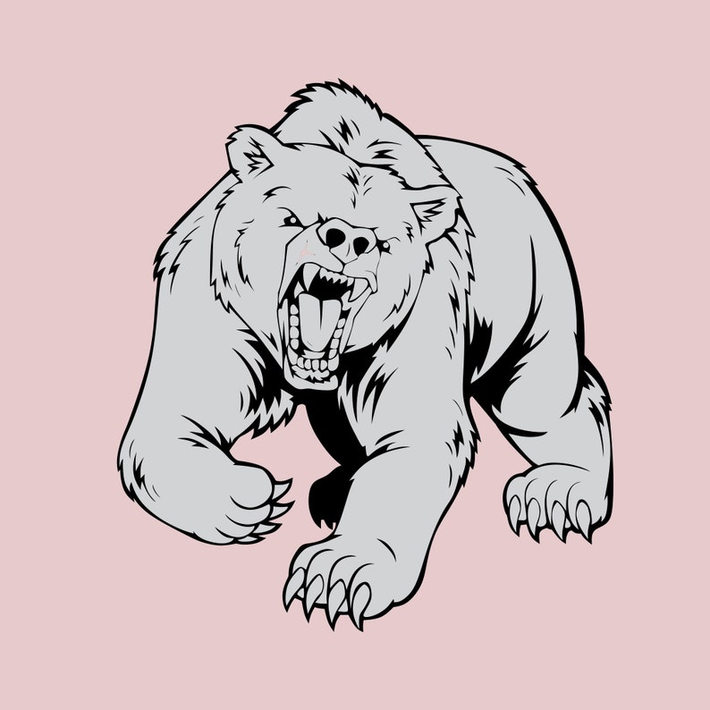 Scary Bear Svg, Bear Angry Png, Bear Claws Clipart, Printable Bear Cut ...