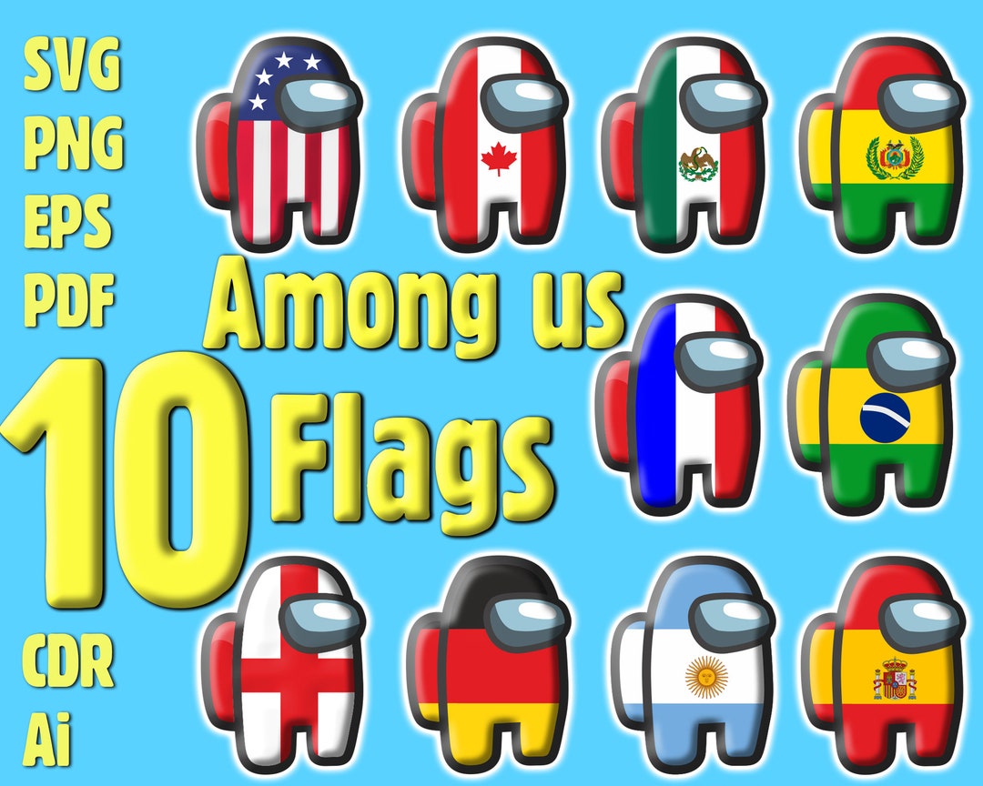 Among Us Flags Bundle Svg 10 Items - Among Us Countries Flags Svg ...