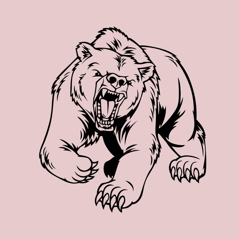 Scary Bear Svg, Bear Angry Png, Bear Claws Clipart, Printable Bear Cut ...